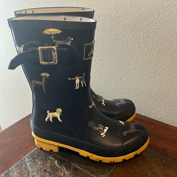 Joules | Shoes | Joules Molly Mid Height Wellies Navy Dogs Wumbrella ...